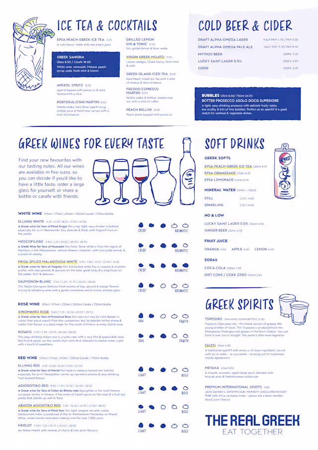 Menus 2026 - The Real Greek St Paul in London | TheFork