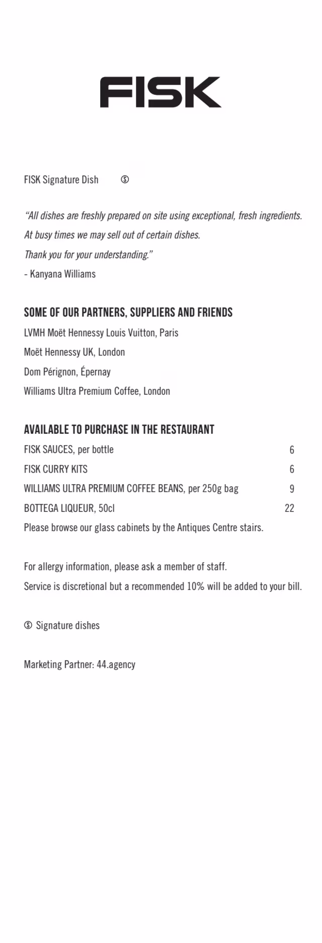 Menus 2026 - FISK in Harrogate | TheFork