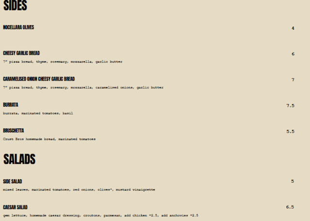 Menus 2025 - Crust Bros - Waterloo in London | TheFork