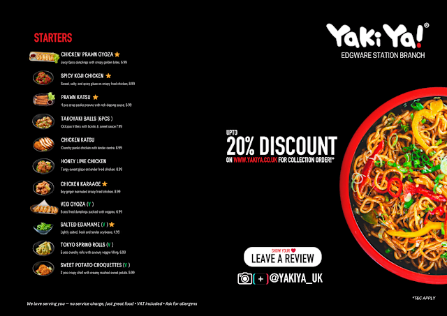 Speisekarte 2026 – Yaki Ya! Edgware Station in Edgware – TheFork