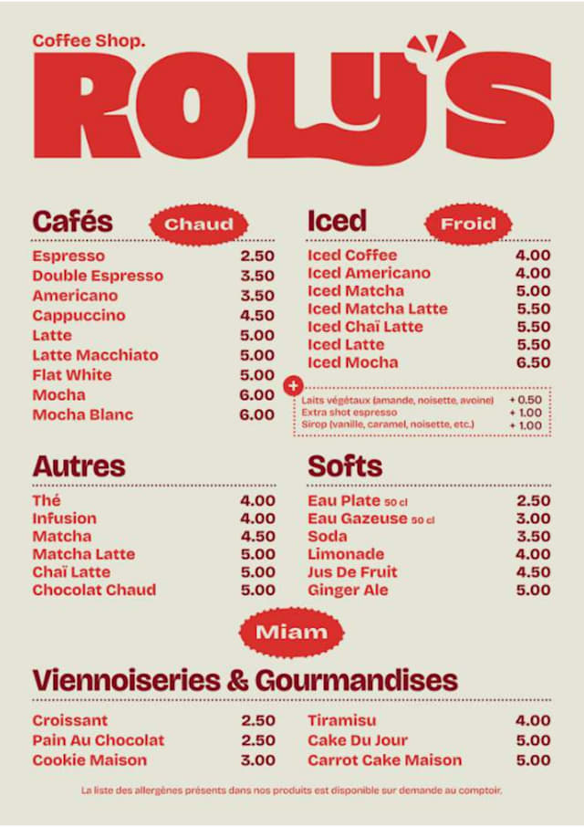 Menu 2026 - Roly’s Coffee and Slice in Nice | TheFork