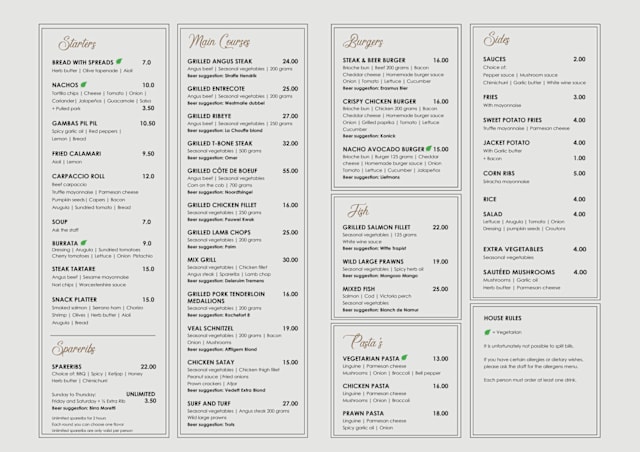 Carte et Menus 2025 - Steak en Bier à Rotterdam | TheFork