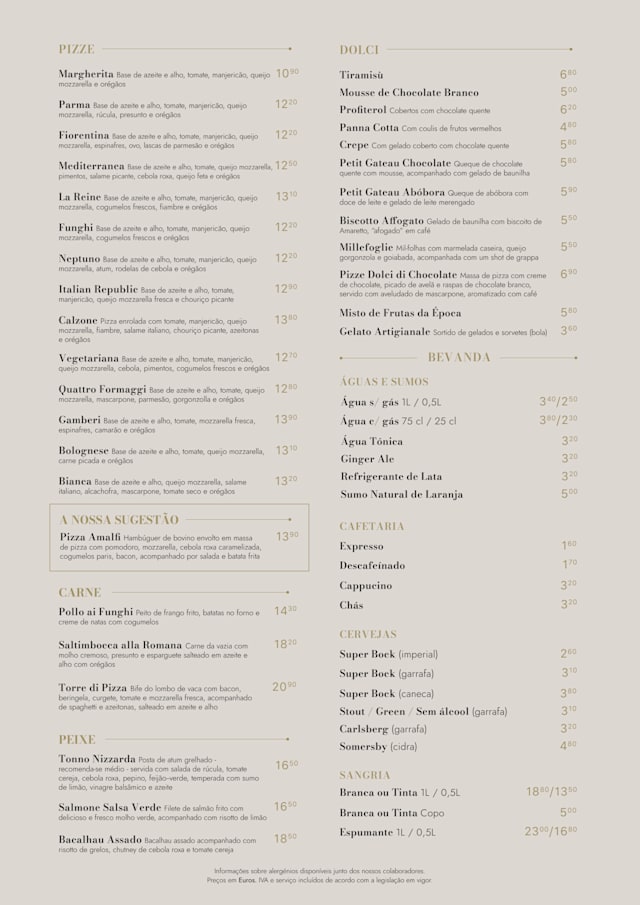 Menu 2026 - Italian Republic - Leiria Centro in Leiria | TheFork