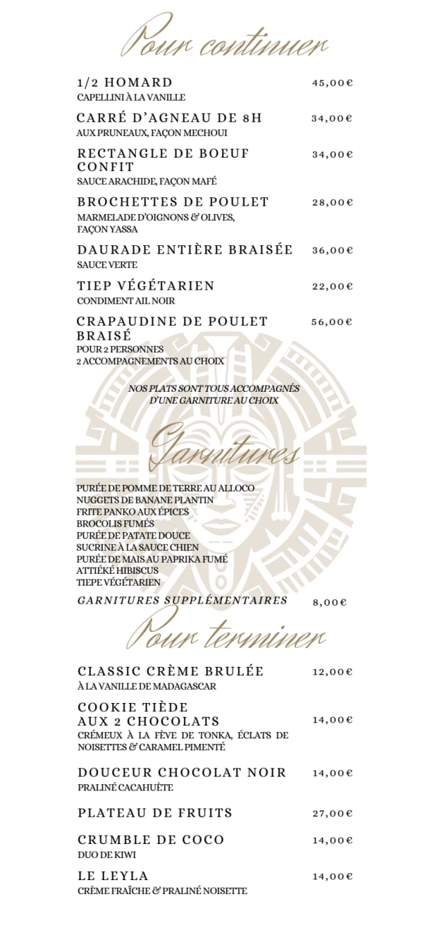 Carte et Menus 2025 - Oya Fusion à Paris | TheFork