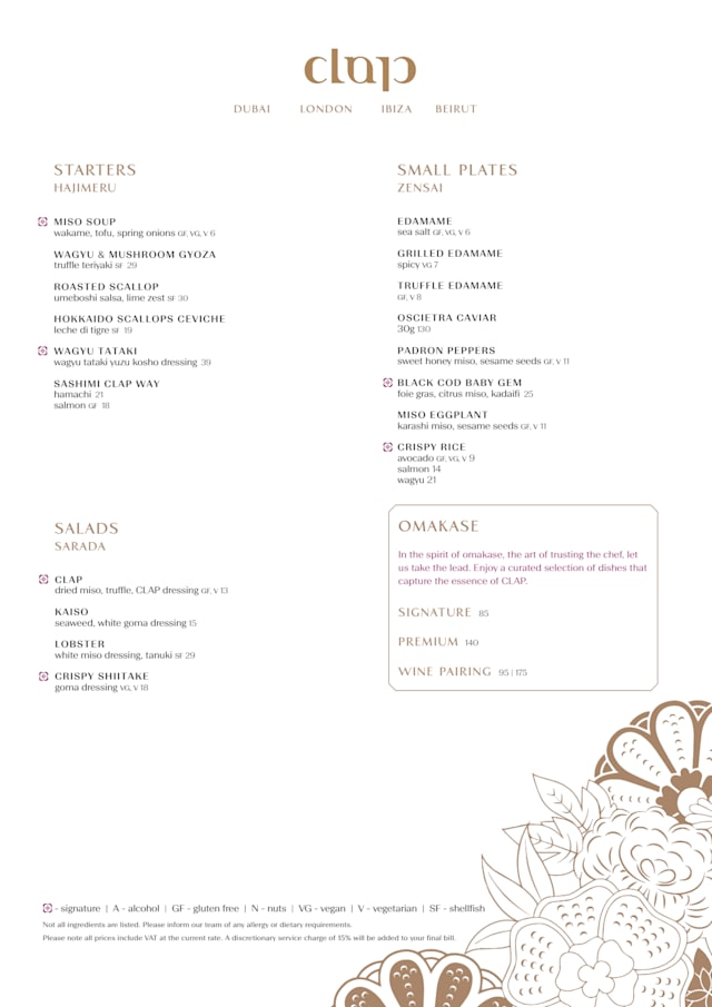 Menus 2026 - CLAP London in London | TheFork