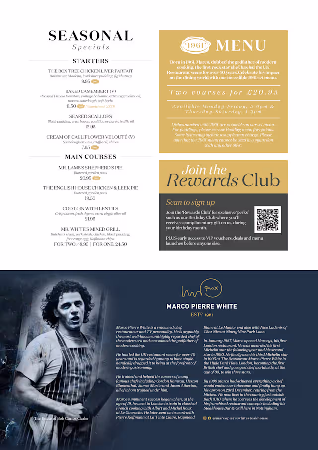 Menus 2026 - Marco Pierre White Steakhouse Bar & Grill Nottingham in ...