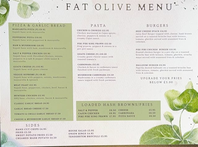 Menus 2025 - Fat Olive Wigan in Wigan | TheFork