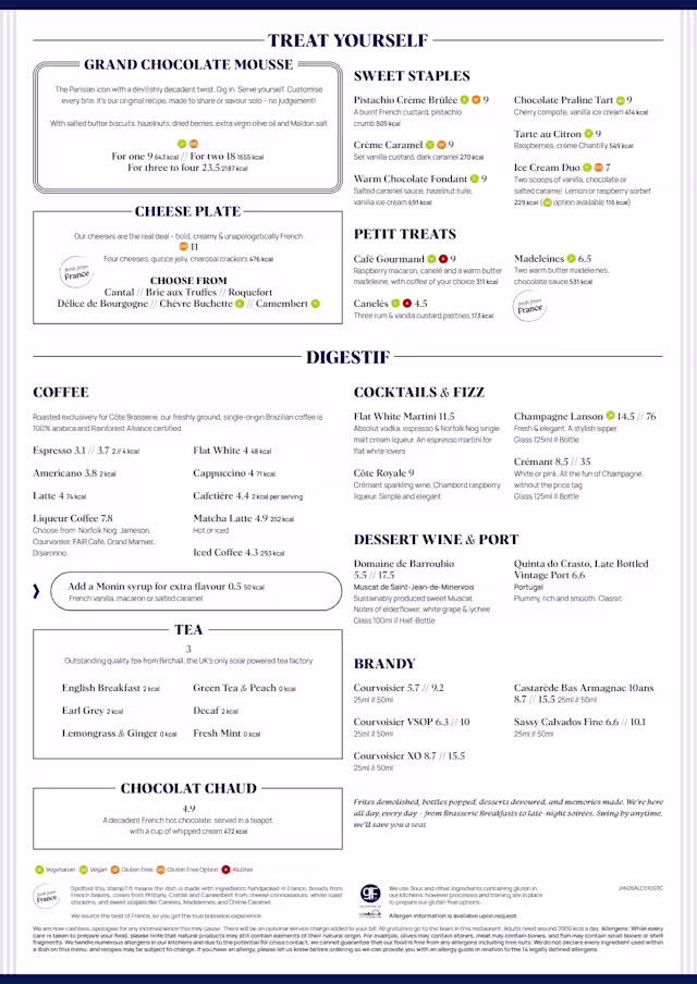 Menus 2026 - Cote Brasserie - Worcester in Worcester | TheFork
