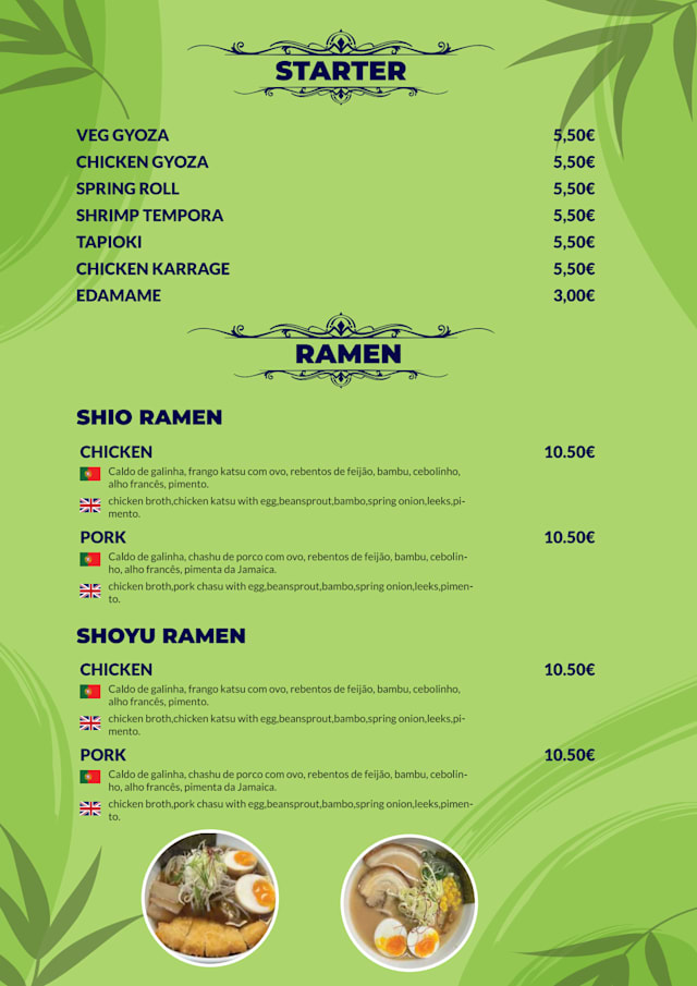 Menu 2025 - Sun Ramen House in Porto | TheFork