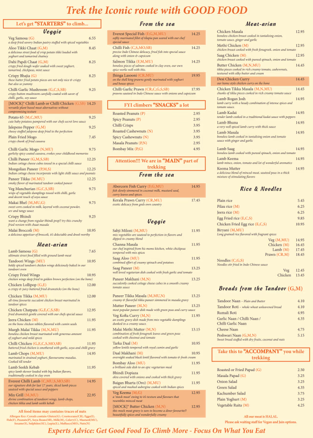 Menus 2026 - Everest Abercorn in Stanmore | TheFork