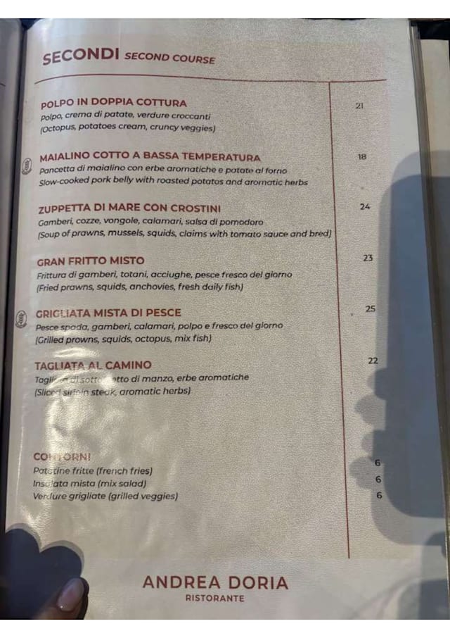 Carte et Menus 2026 - Andrea Doria à Gênes | TheFork