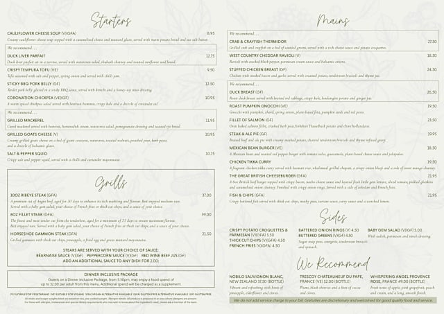 Menus 2026 - The Calverley Grill @ Oulton Hall in Leeds | TheFork