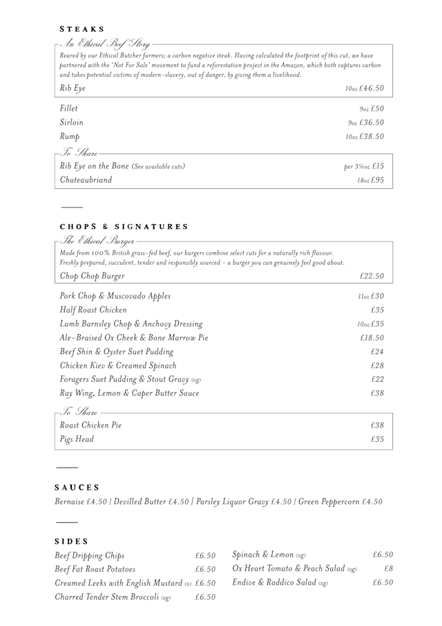 Menus 2025 - Liverpool Street Chop House & Tavern in London | TheFork