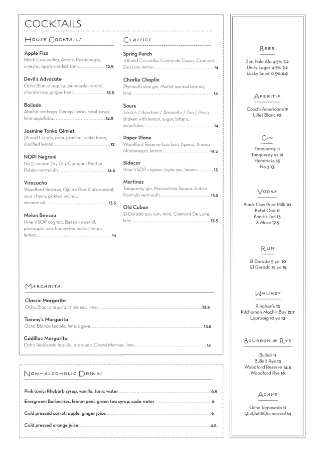 Menus 2025 - Nopi in London | TheFork