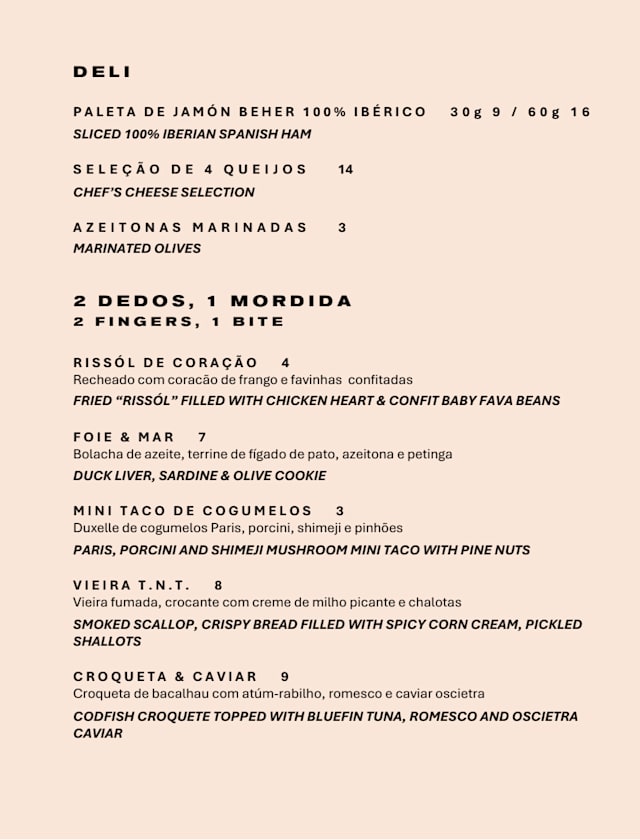Carte et Menus 2026 - Tasca Bica à Lisbonne | TheFork