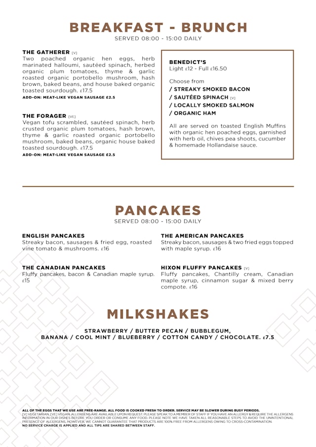 Menu 2026 - Hixon Green in Hove | TheFork